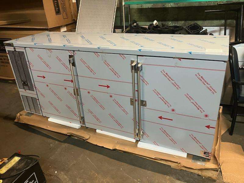 Perlick BBS84-RF-Y-S-X-H1 84" Stainless Steel Solid Door Back Bar Refr