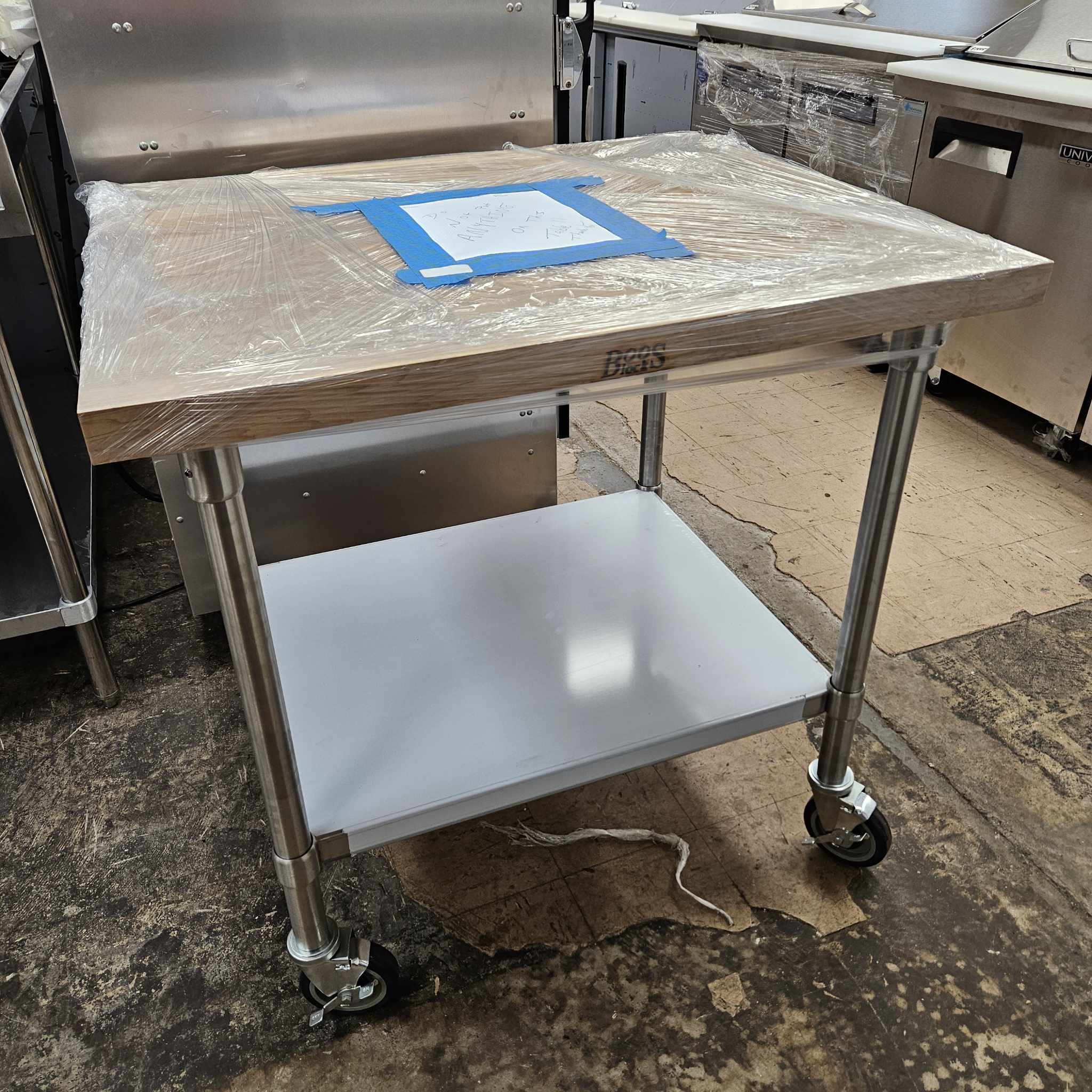 John Boos JNS08 30" x 36" Maple Wood Butcher Block Work Table With Gal